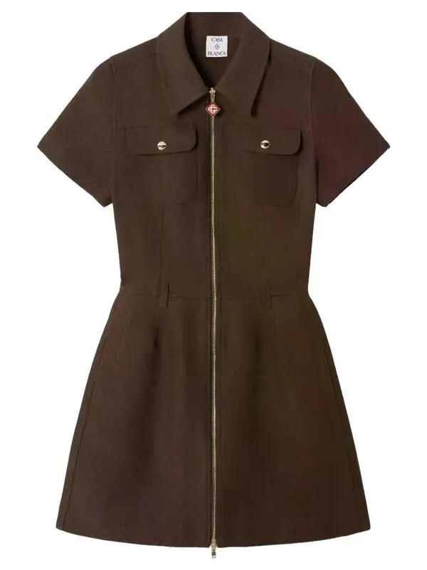 Casablanca Monogram-jacquard Mini Dress - Brown