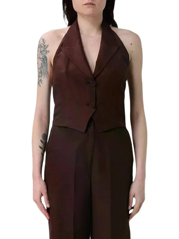 HANITA Halterneck Notched-lapel Waistcoat - Red
