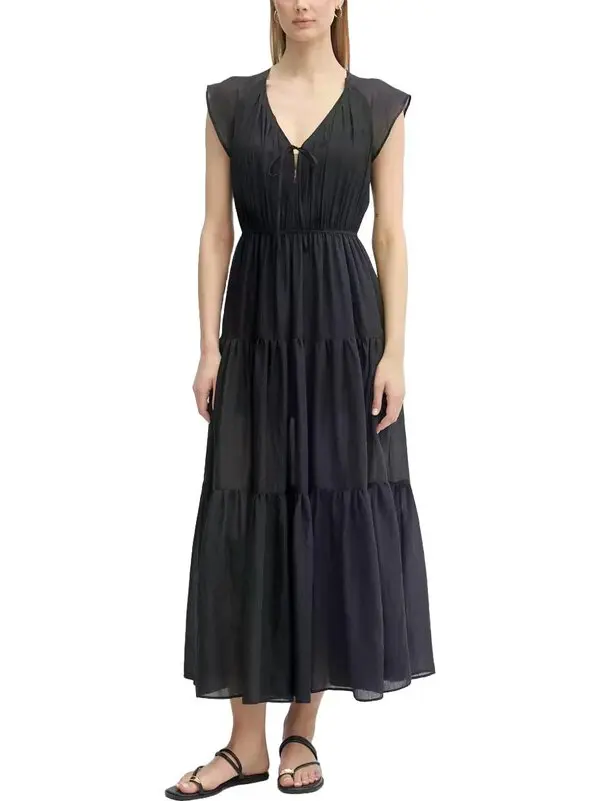 GAUDI Tiered Sleeveless Maxi Dress - Black