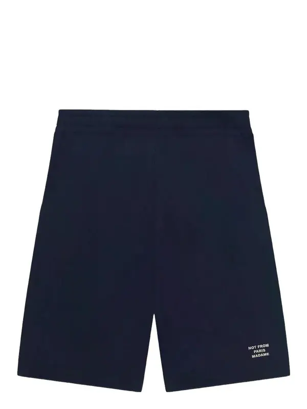 Drole De Monsieur Elasticated Waistband Shorts With Slogan Print - Blue