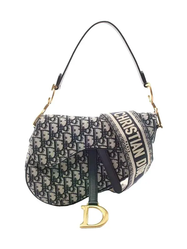 Dior Oblique Canvas Saddle Bag Shoulder Bag - Blue