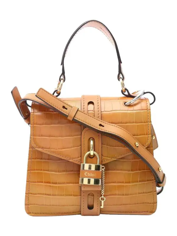 Chloé Crocodile Embossed Aby Satchel - Brown
