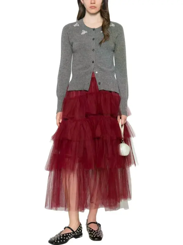 Simone Rocha Embellished Cashmere Cardigan - Grey