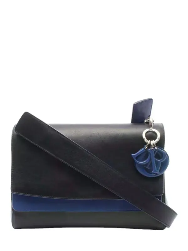 Dior Calfskin Be Double Flap Shoulder Bag - Black