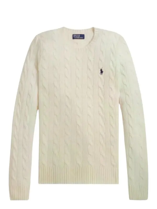 Polo Ralph Lauren Cable Knit Logo-embroidered Sweater - Neutrals