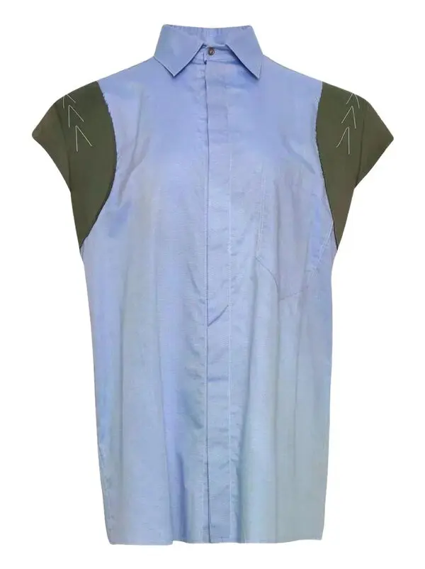 SONIA CARRASCO Contrast Panel Raw Edge Shirt - Blue
