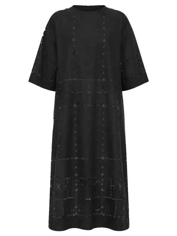 ANTIPAST Broderie Anglaise Shift Midi Dress - Black