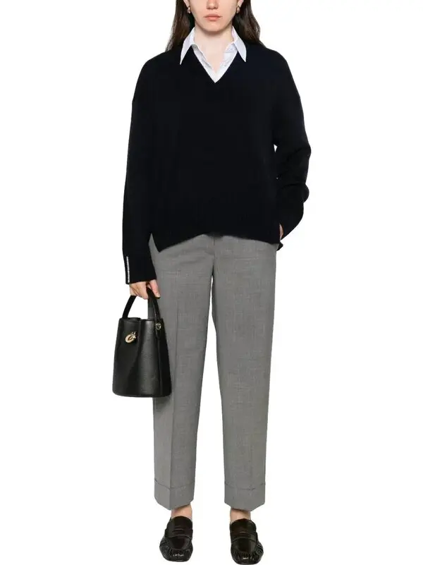 Peserico Ribbed V-neck Jumper - Blue