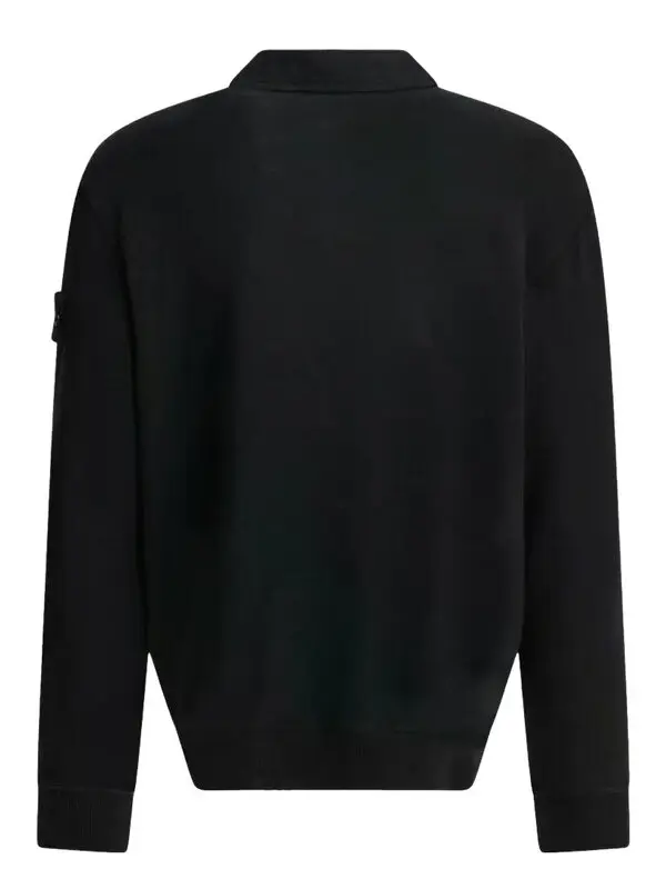 Stone Island Logo-patch Button-up Polo Shirt - Black