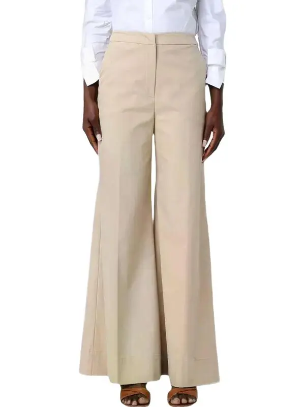 HANITA Pressed Crease Wide-leg Trousers - Neutrals