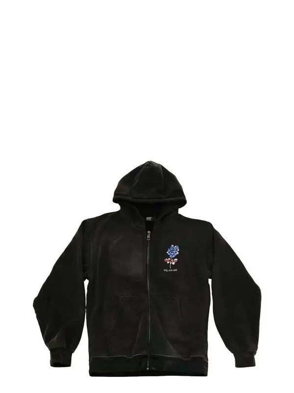 HTC LOS ANGELES American Rose Zip-up Hoodie - Black