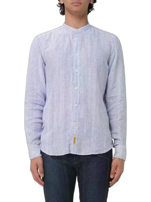B.D.BAGGIES Striped Band-collar Shirt - Blue