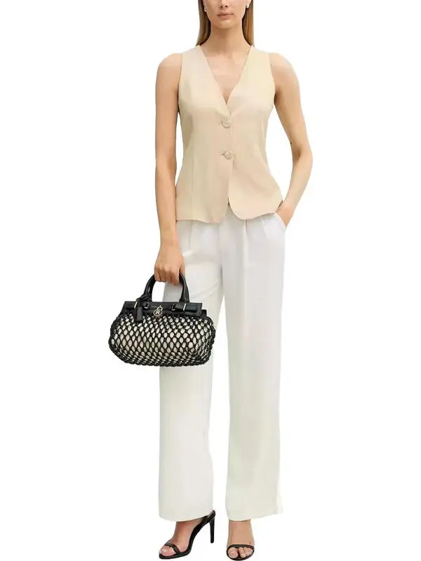 GAUDI Sleeveless V-neck Button-up Top - Neutrals