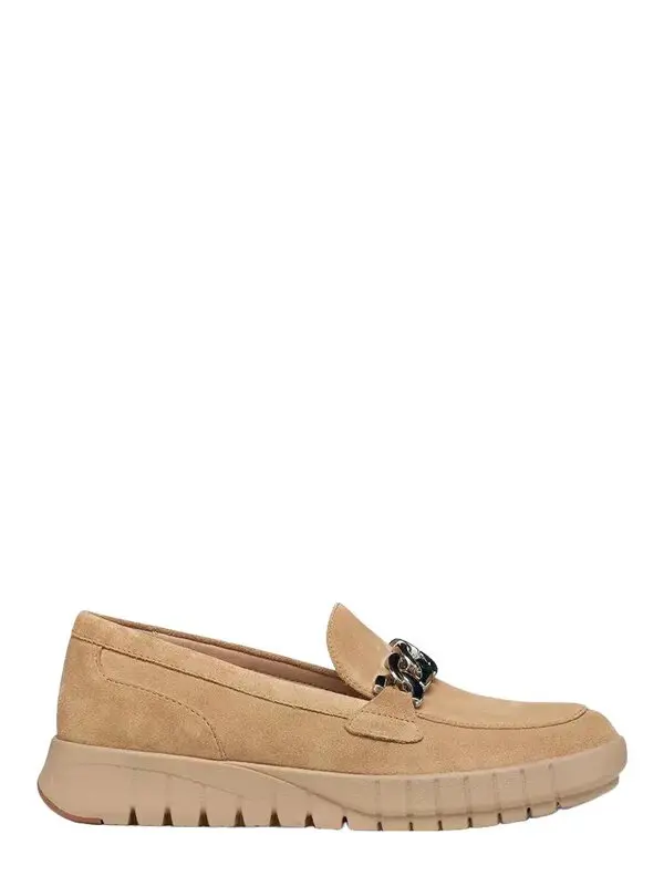 Geox Flextride Chain-link Suede Loafers - Neutrals