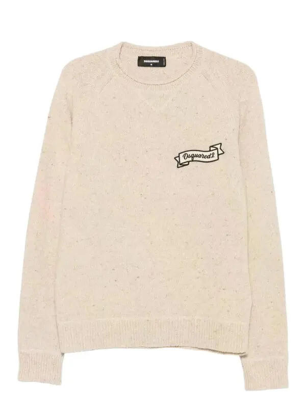 Dsquared2 Logo Patch Raglan Sleeve Sweater - Neutrals
