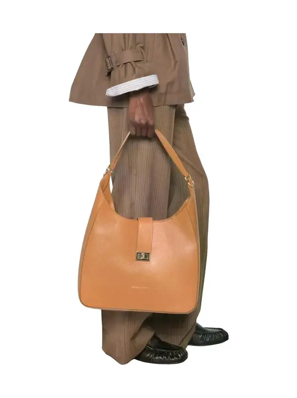 ADRIANNA FERETTI Leather Turn-lock Tote Bag - Neutrals
