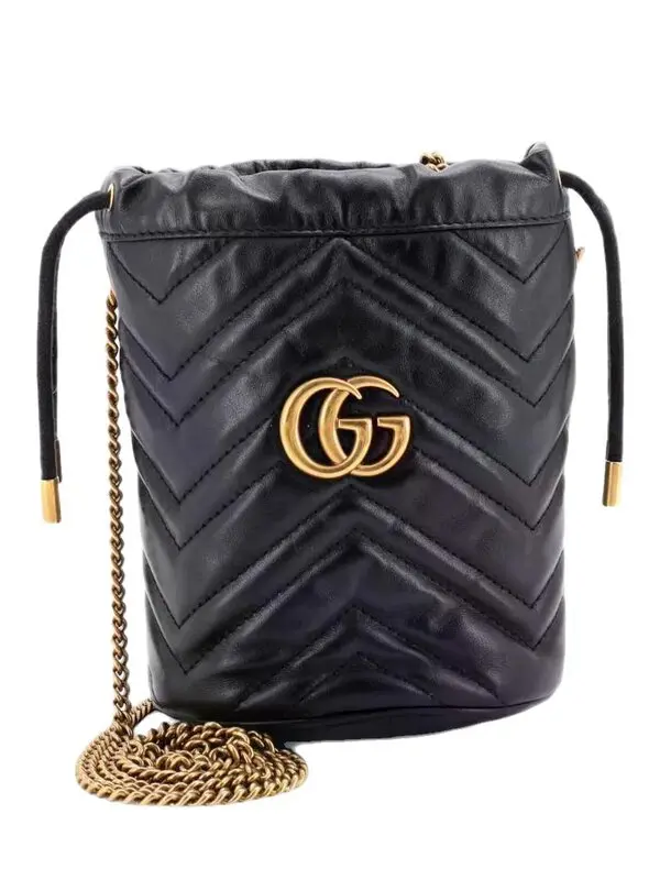 Gucci Gg Marmont Matelassé Leather Mini Bucket Bag - Black