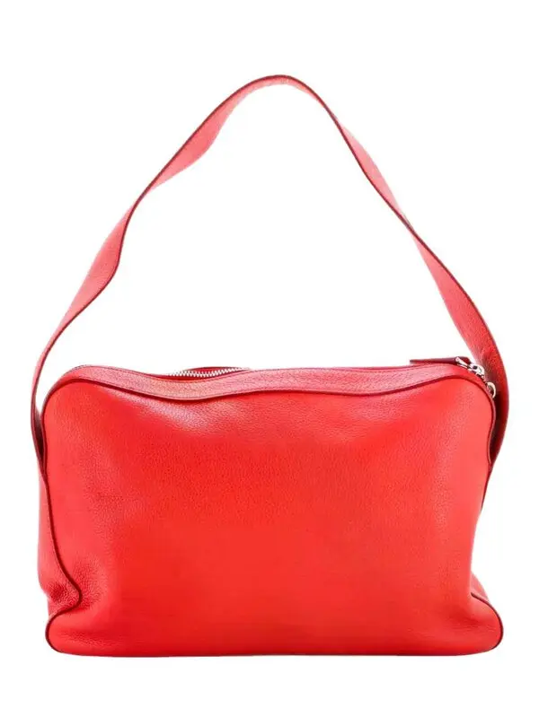 Prada Vitello Daino Top Zip Shoulder Bag - Red