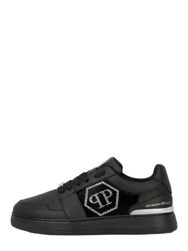 Philipp Plein Crystal Embellished Lo-top Sneakers - Black