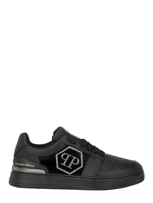 Philipp Plein Crystal Embellished Lo-top Sneakers - Black
