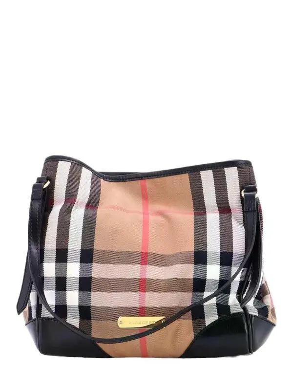 Burberry Canterbury House Check Canvas Small Tote Bag - Black
