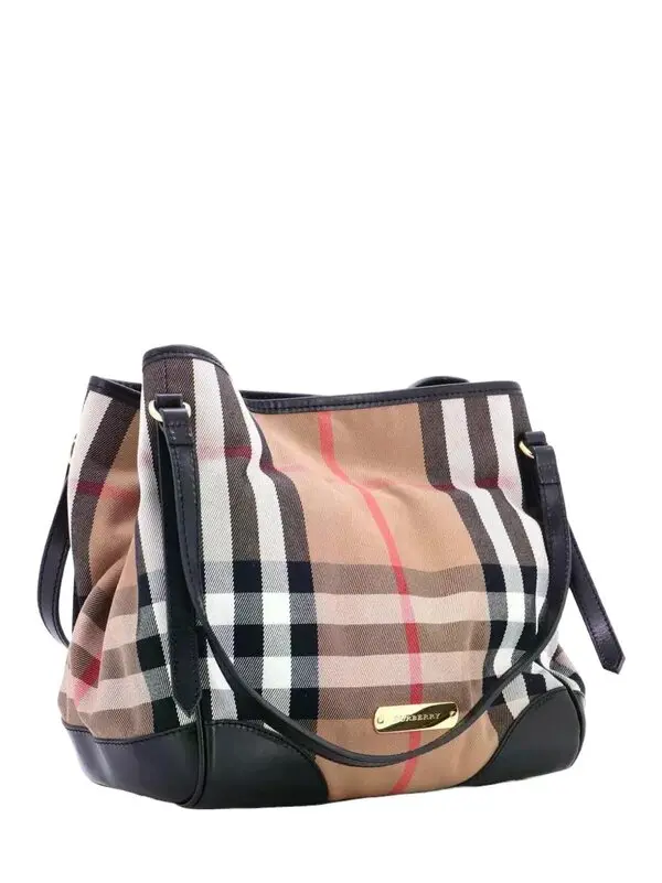 Burberry Canterbury House Check Canvas Small Tote Bag - Black