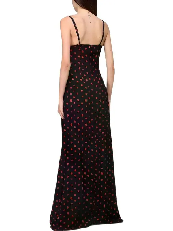 MAR DE MARGARITAS Floral-print Cowl Neck Dress - Black