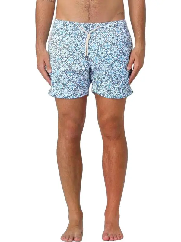PENINSULA SWIMWEAR Geometric Print Drawstring Swim Shorts - Blue