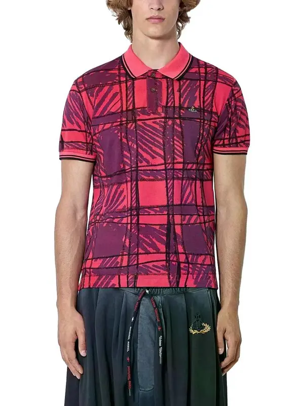 VIVIENNE WESTWOOD Abstract-patterned Short-sleeved Polo Shirt - Red