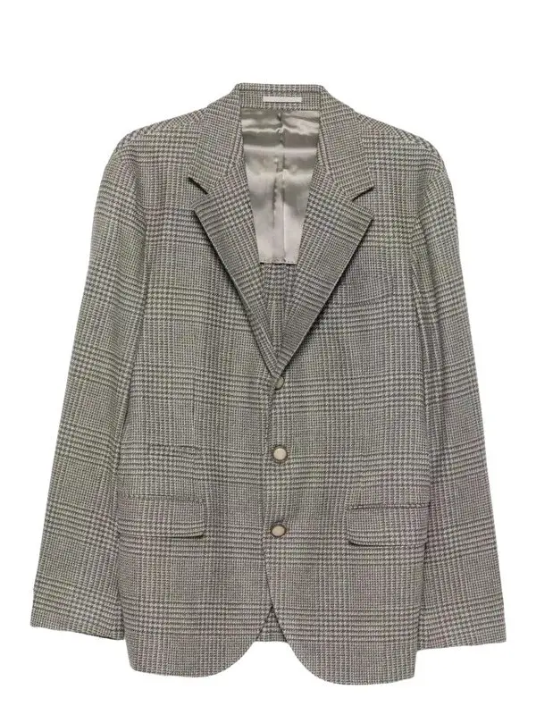Brunello Cucinelli Prince Of Wales Check-pattern Blazer - Grey