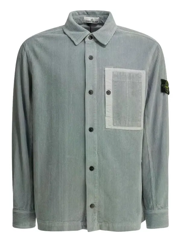 Stone Island Compass-motif Corduroy Shirt Jacket - Grey