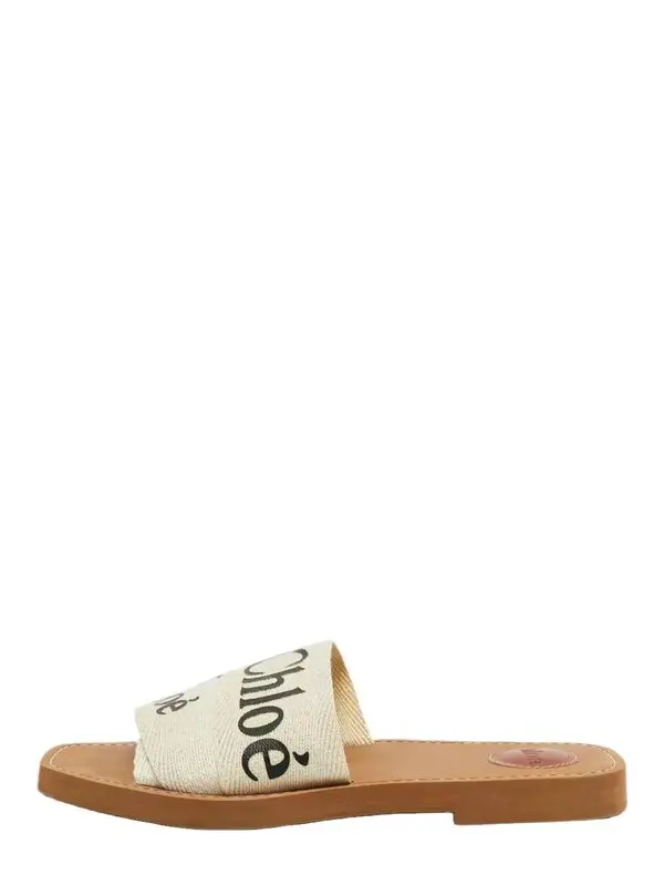 Chloé Woody Logo-print Canvas Sandals - Neutrals