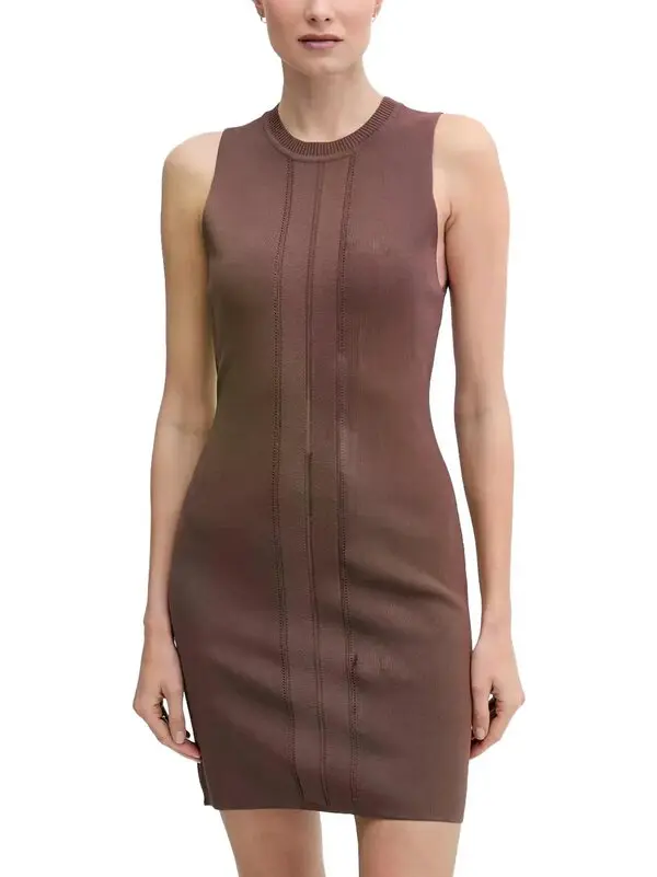 GAUDI Sleeveless Pointelle-knit Mini Dress - Brown