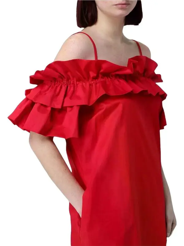 HANITA Ruffled Off-shoulder Dress - Red