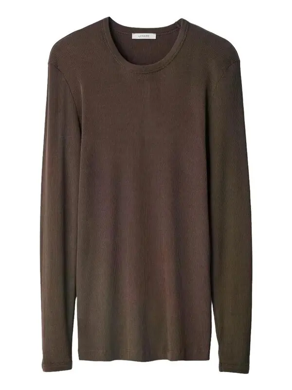 LEMAIRE Long-sleeve Top In Ribbed Jersey - Brown