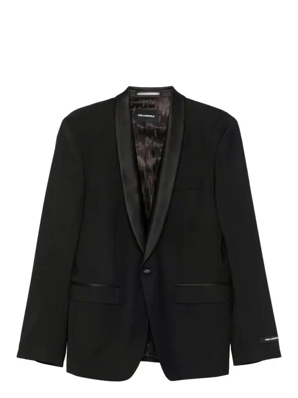 Karl Lagerfeld Satin-trim Buttoned Blazer - Black