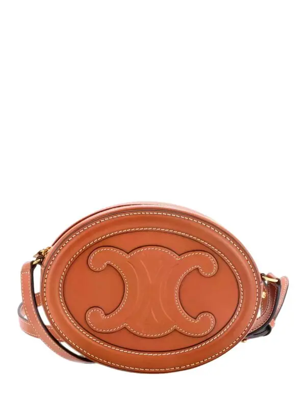 Celine Triomphe Oval Leather Mini Crossbody Bag - Brown