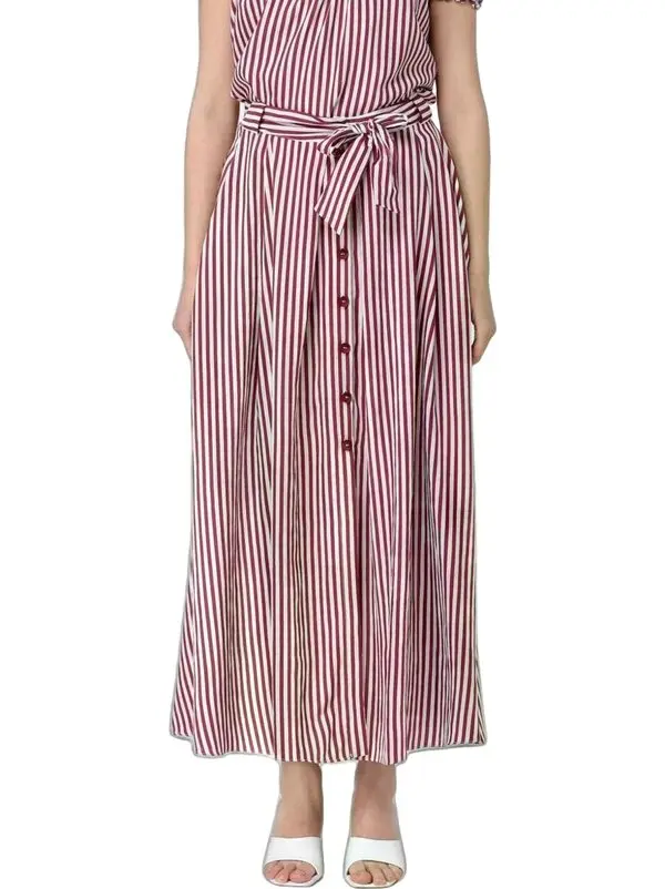 HANITA Striped Button-front Skirt - Red