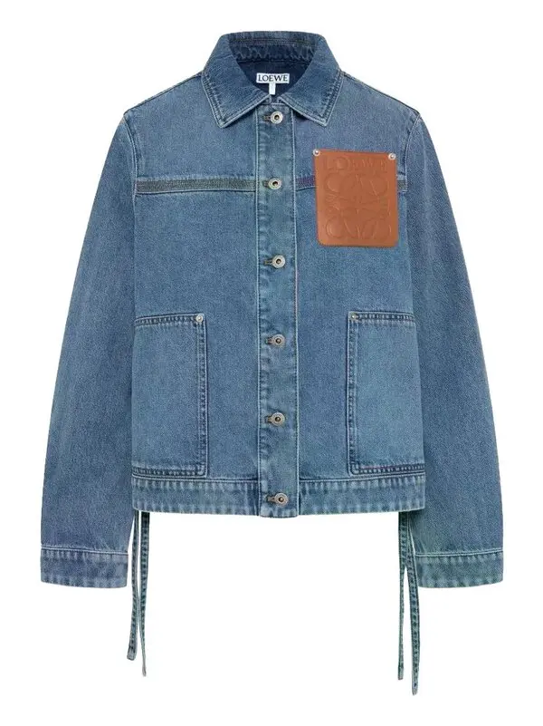 Loewe Anagram Patch Leather Jacket - Blue