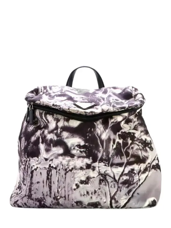 Prada Printed Nylon Backpack - Black
