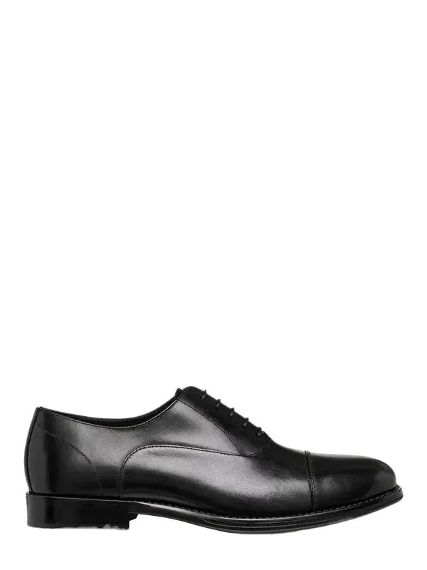 Geox Barberigo Leather Derby Shoes - Black