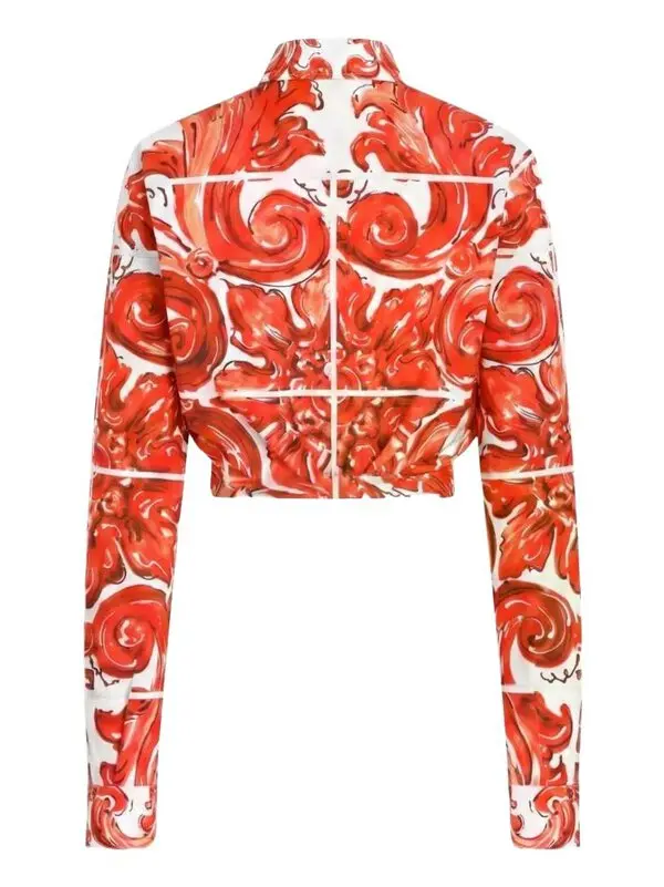 Dolce & Gabbana Majolica-print Tie-front Shirt - Red