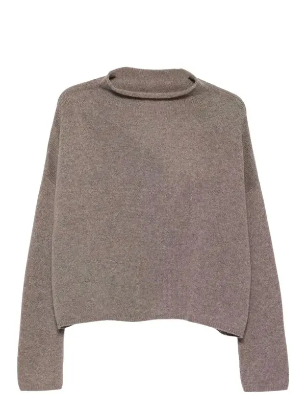 LISA YANG Ribbed Knit High-neck Jumper - Brown