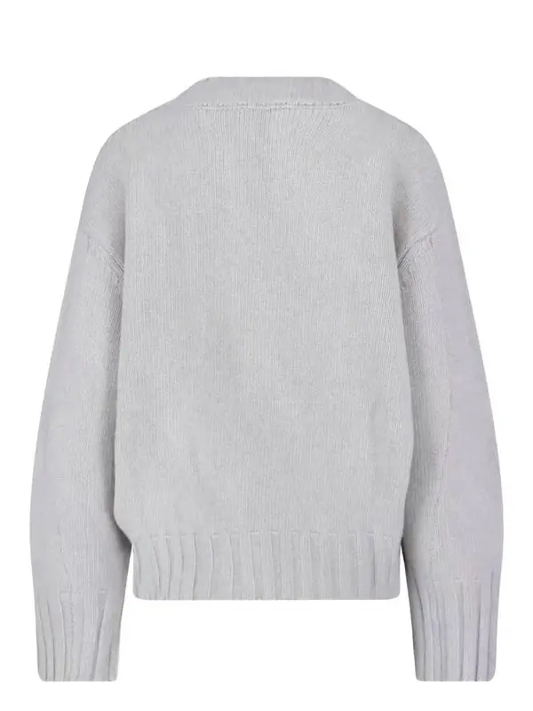 Attico Asymmetrical Hem Embroidered Logo Sweater - Grey