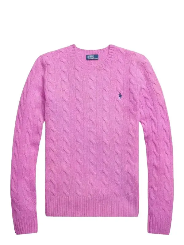 Polo Ralph Lauren Thistle Cable Knit Embroidered Logo Sweater - Pink