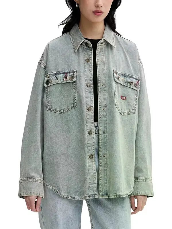 Miss Sixty Embellished Denim Shirt Jacket - Blue