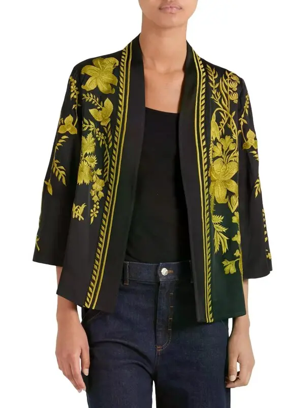 TEMPERLEY LONDON Floral Embroidered Cape - Black