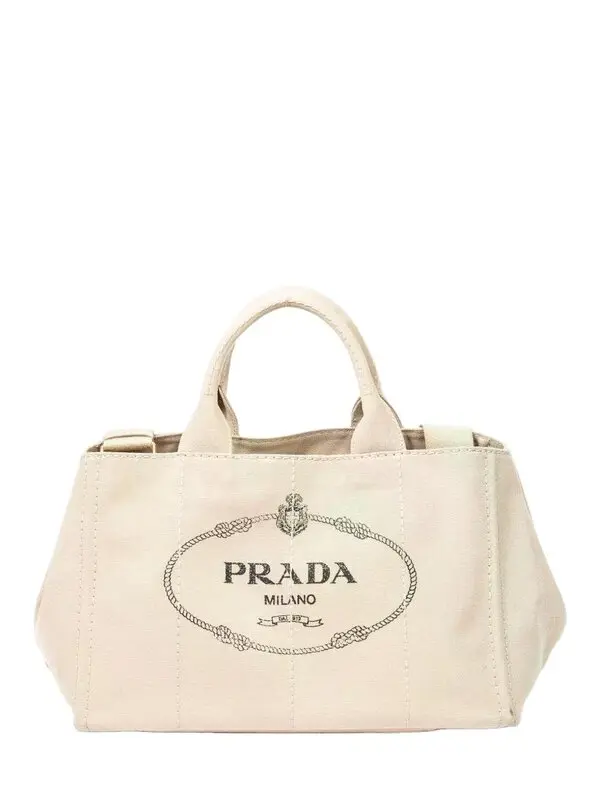 Prada Logo Print Tote Bag - Neutrals