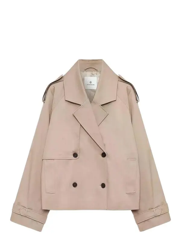 ANINE BING Rickie Cropped Trench - Neutrals