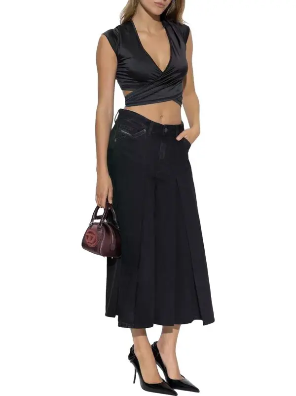 DIESEL® T-reno Wrap-style Cropped Top - Black